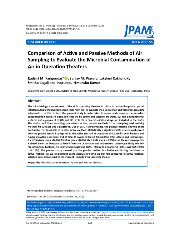 (PDF) Comparison of Active and Passive Methods of Air Sampling to ...