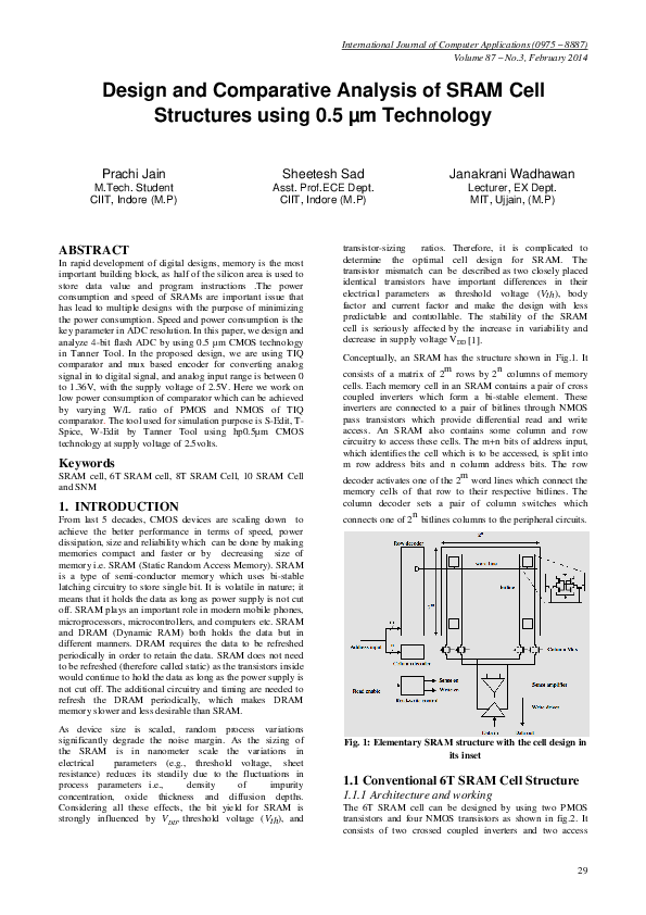 Pdf Design And Comparative Analysis Of Sram Cell Structures Using 0