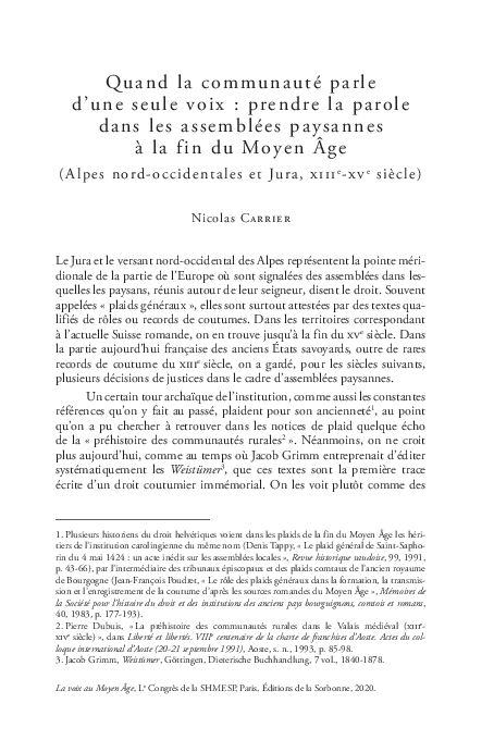 (PDF) Quand la communauté parle d’une seule voix : prendre la parole dans les assemblées ...