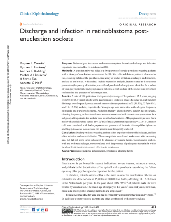 (PDF) Discharge and infection in retinoblastoma post-enucleation ...