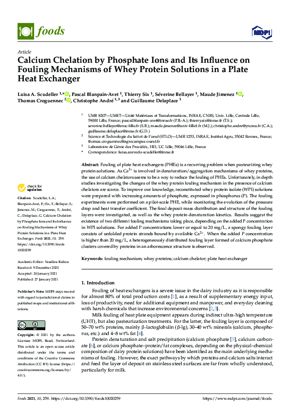 (PDF) Calcium Chelation by Phosphate Ions and Its Influence on Fouling ...