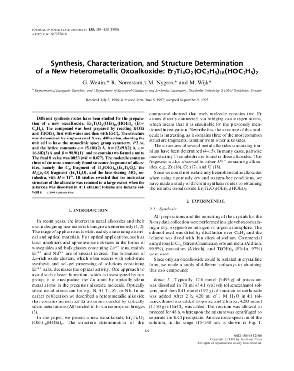 (PDF) Synthesis, Characterization, and Structure Determination of a New ...