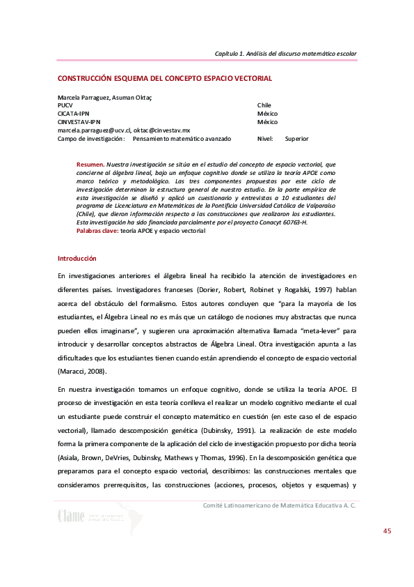 Pdf Construcción Esquema Del Concepto Espacio Vectorial
