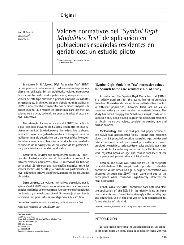 (PDF) Valores normativos del “Symbol Digit Modalities Test” de ...