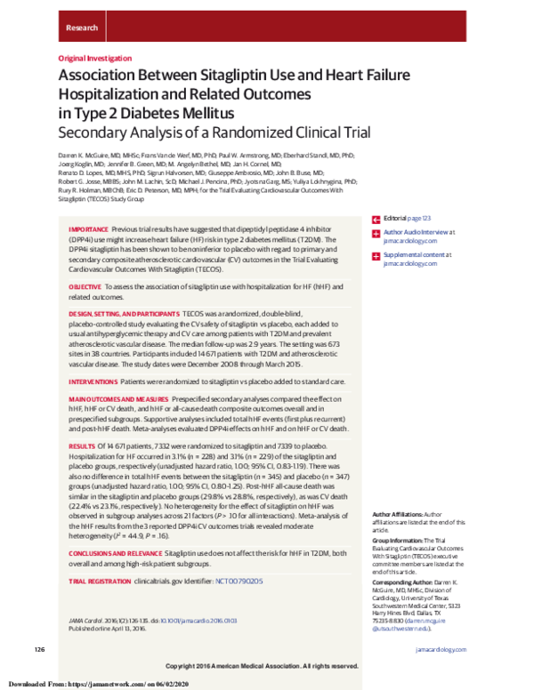 (PDF) Association Between Sitagliptin Use and Heart Failure ...