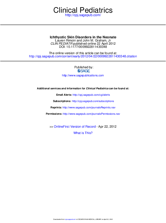 (PDF) Ichthyotic Skin Disorders in the Neonate