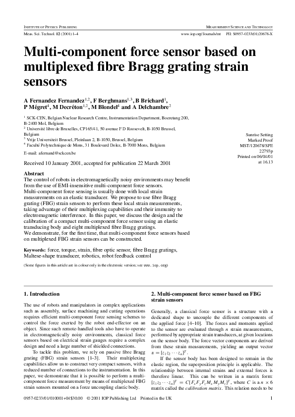 (PDF) Multi-component force sensor based on multiplexed fibre Bragg ...