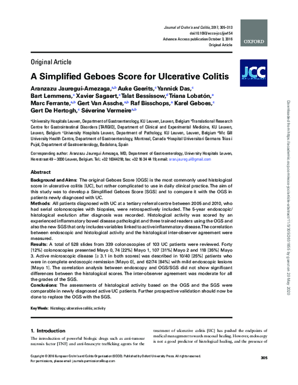 (PDF) A Simplified Geboes Score for Ulcerative Colitis