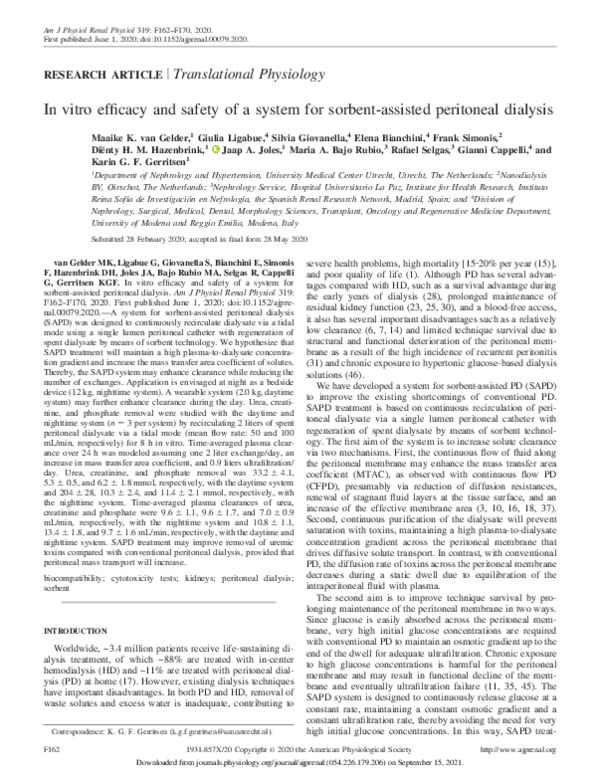 (PDF) In Vitro Efficacy and Safety of a System for Sorbent Assisted ...