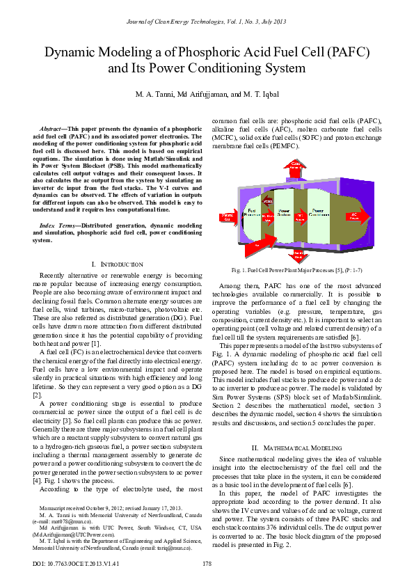 (PDF) Dynamic Modeling a of Phosphoric Acid Fuel Cell (PAFC) and Its ...