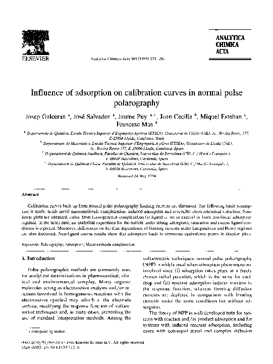 (PDF) Influence of adsorption on calibration curves in normal pulse ...
