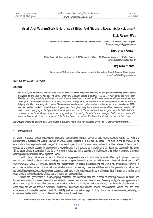 (PDF) Small And Medium Scale Enterprises (SMEs) And Nigeria’s Economic Development