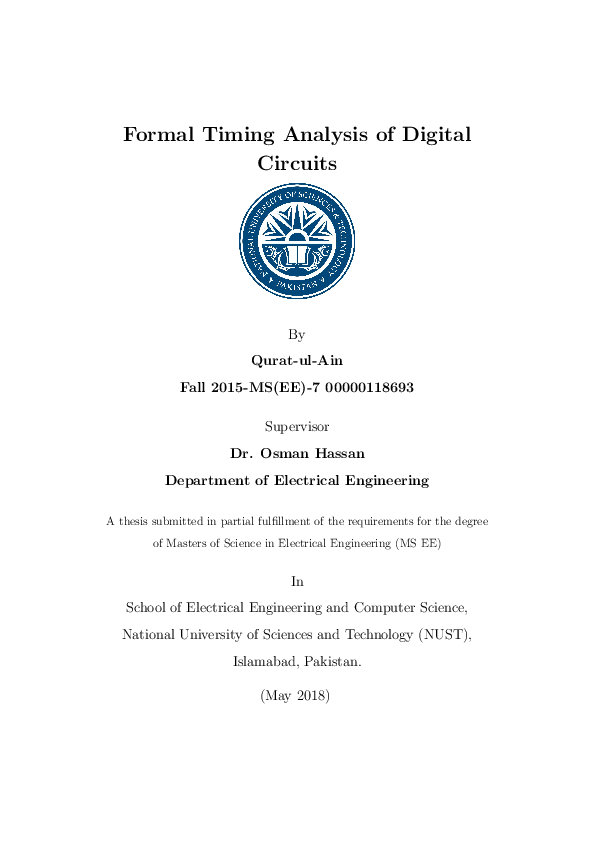 (PDF) Formal Timing Analysis of Digital Circuits