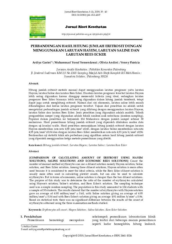 (PDF) Perbandingan Hasil Hitung Jumlah Eritrosit Dengan Menggunakan ...