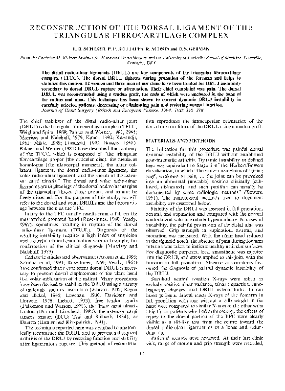 (PDF) Reconstruction of the dorsal ligament of the triangular fibrocartilage complex