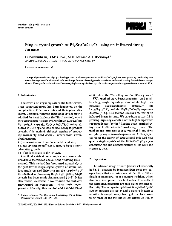 (PDF) Single crystal growth of Bi2Sr2CaCu2O8 using an infra-red image ...