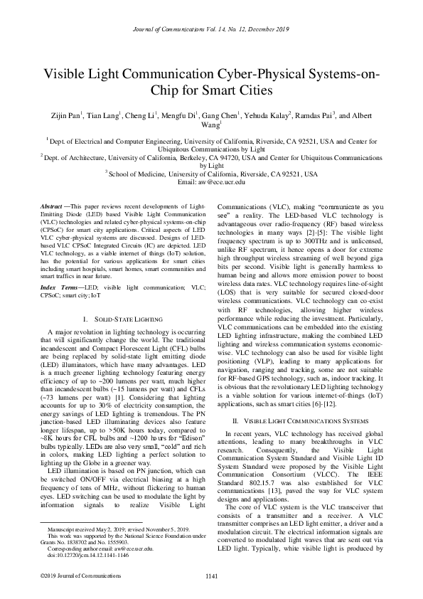(PDF) Visible Light Communication Cyber-Physical Systems-on- Chip for ...