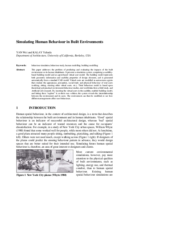 (PDF) Simulating Human Behaviour in Built Environments