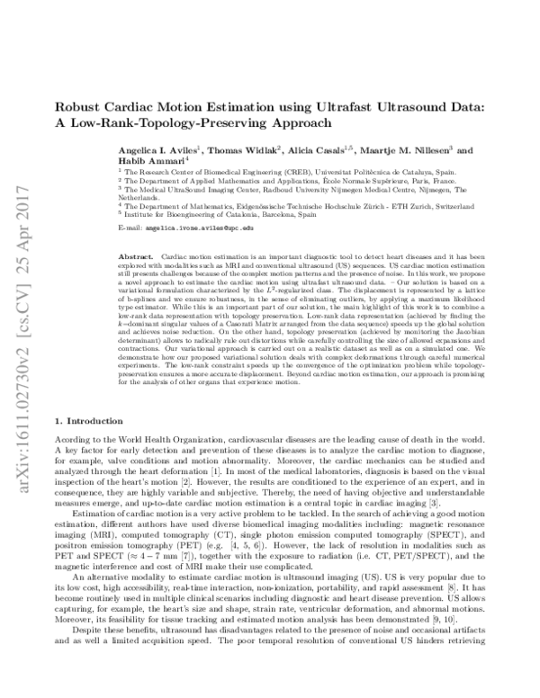 (PDF) Robust cardiac motion estimation using ultrafast ultrasound data: a low-rank-topology ...