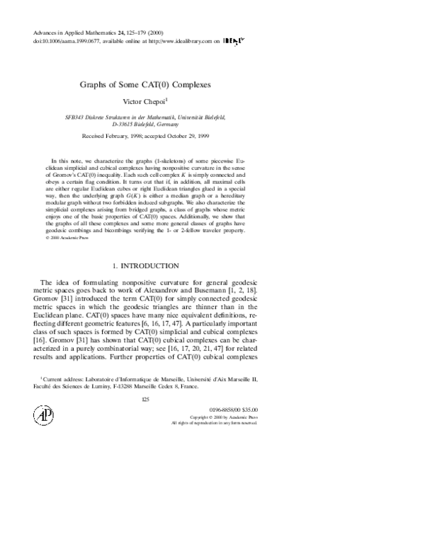 (PDF) Graphs of Some CAT(0) Complexes