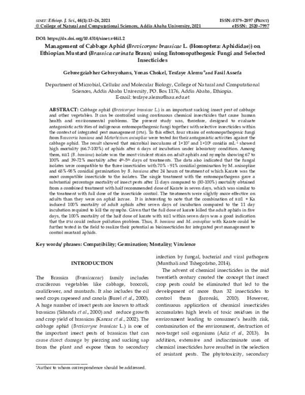 (PDF) CONTROLLING CABBAGE APHID (Brevicoryne brassicae L.) USING ...