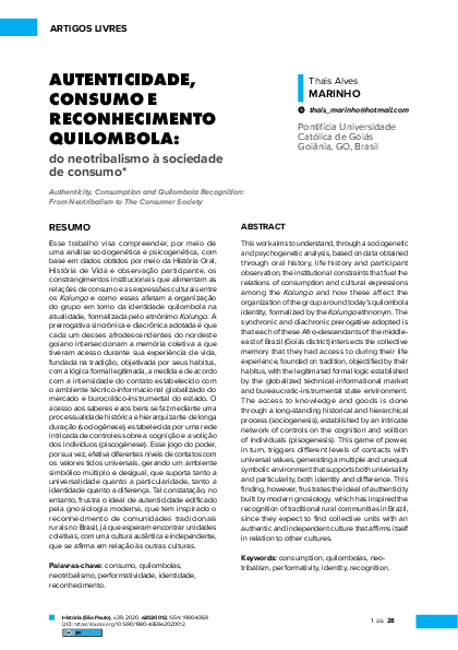 (PDF) Autenticidade, consumo e reconhecimento quilombola: do ...