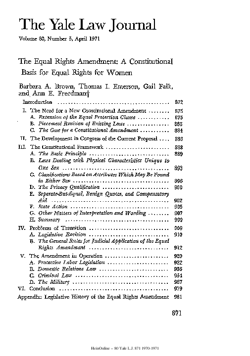 (PDF) The Equal Rights Amendment: A Constitutional Basis for Equal ...