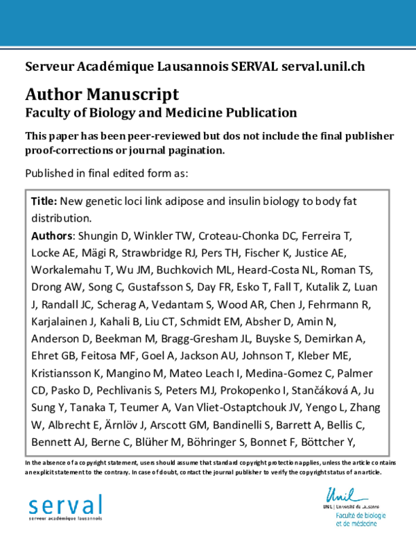 (PDF) New genetic loci link adipose and insulin biology to body fat ...