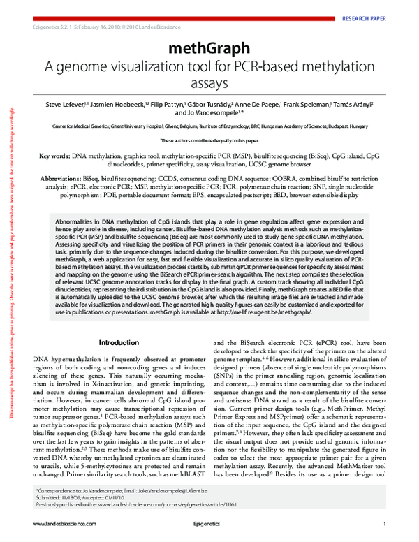 (PDF) methGraph: A genome visualization tool for PCR-based methylation ...