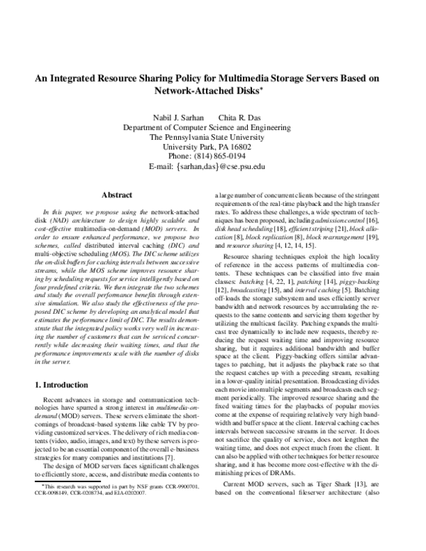 (PDF) An Integrated Resource Sharing Policy for Multimedia Storage Servers Based on Network ...