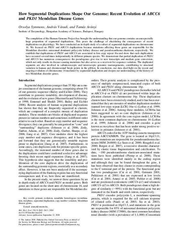 (PDF) How Segmental Duplications Shape Our Genome: Recent Evolution of ...