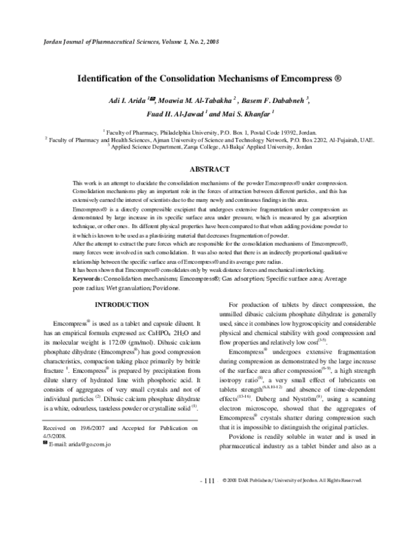 (PDF) Identification of the Consolidation Mechanisms of Emcompress