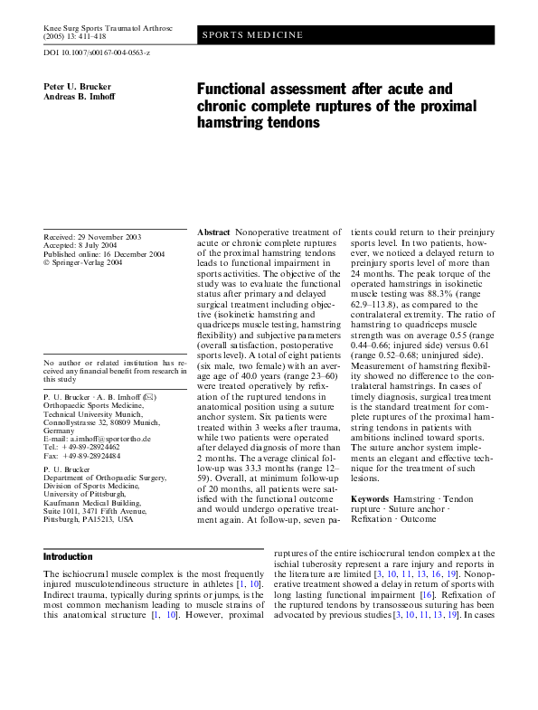 (PDF) Functional assessment after acute and chronic complete ruptures ...