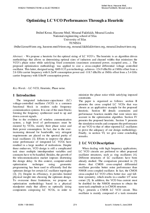 (PDF) Optimizing LC VCO Performances Through a Heuristic