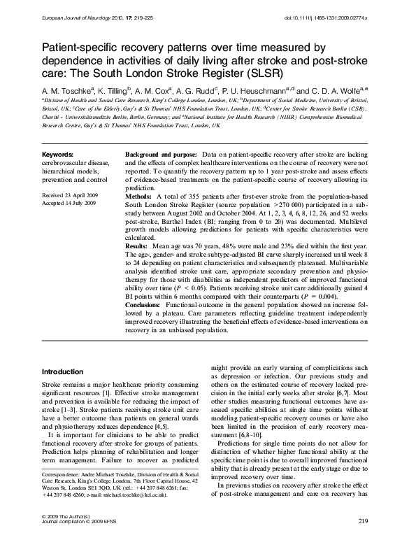 (PDF) Patient-specific recovery patterns over time measured by ...