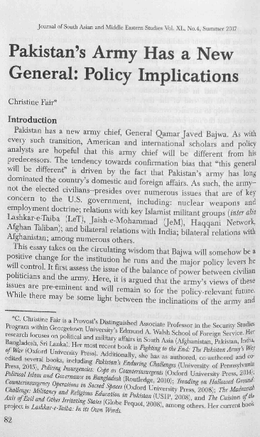 (PDF) Pakistan's Army Has a New General: Policy Implications
