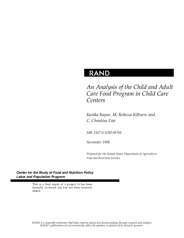(PDF) An analysis of the Child and Adult Care Food Program in child ...