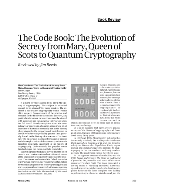(PDF) The Code Book : The Evolution of Secrecy from Mary , Queen of ...