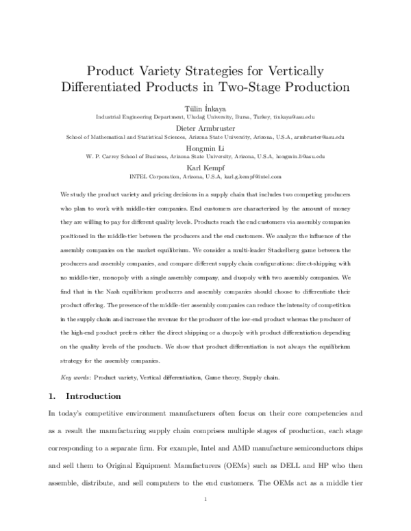 (PDF) Product variety strategies for vertically differentiated products ...