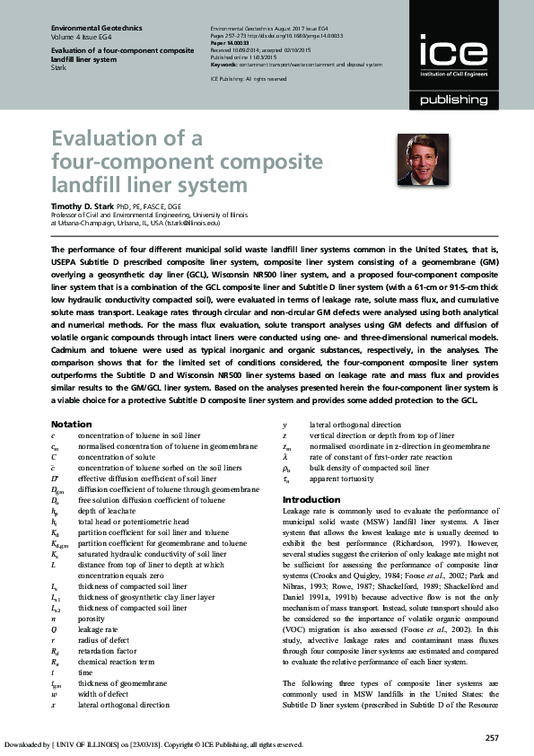 (PDF) Evaluation of a four-component composite landfill liner system