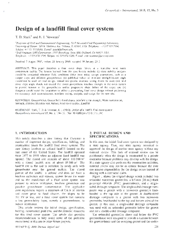 (PDF) Design of a landfill final cover system
