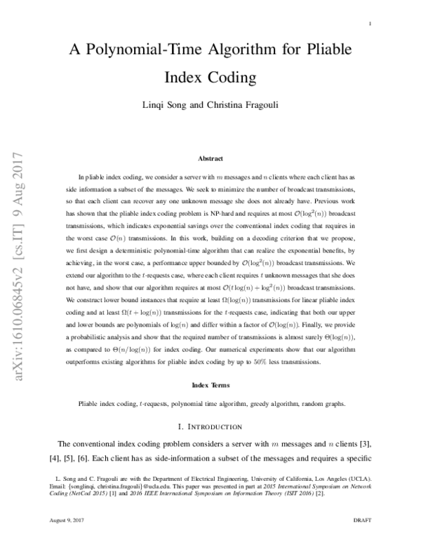 (PDF) A polynomial-time algorithm for pliable index coding