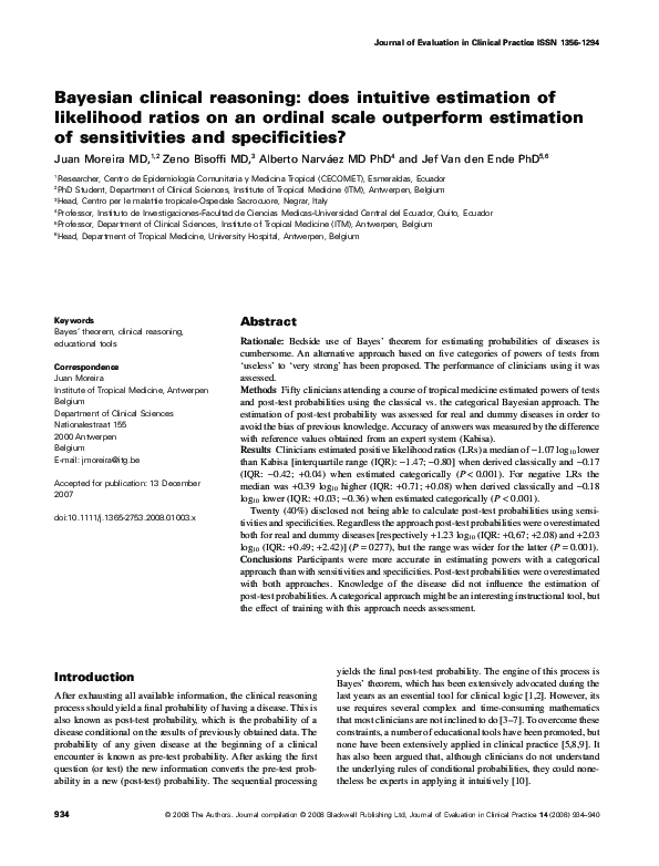 (PDF) Bayesian clinical reasoning: does intuitive estimation of ...