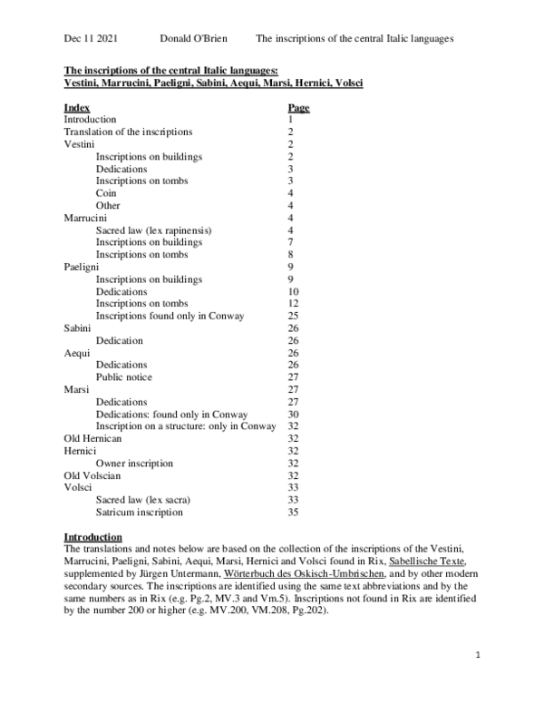 (PDF) The inscriptions of the central Italic languages 2021-12-11