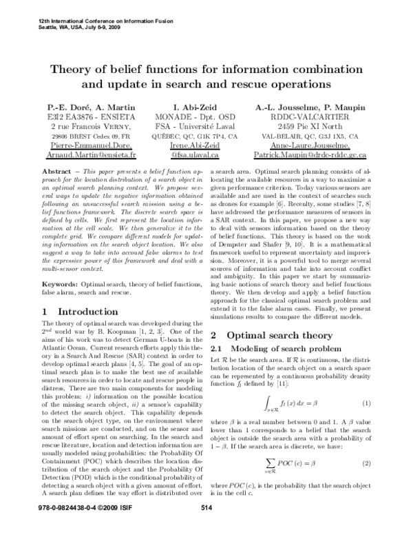 (PDF) Theory of belief functions for information combination and update in search and rescue ...