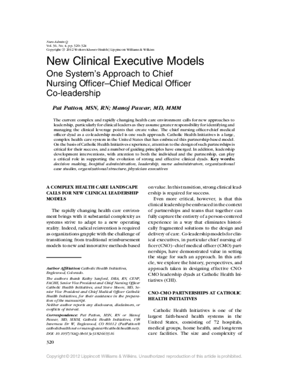 (PDF) New Clinical Executive Models