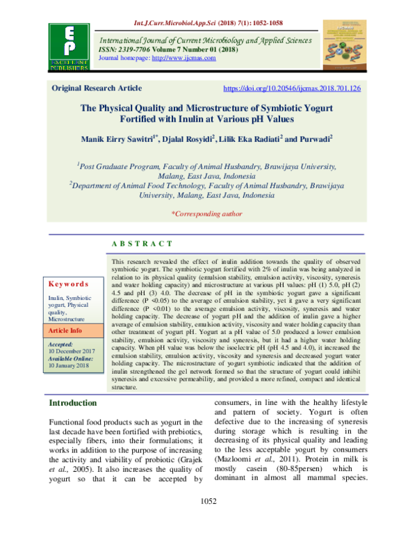(PDF) The Physical Quality and Microstructure of Symbiotic Yogurt ...