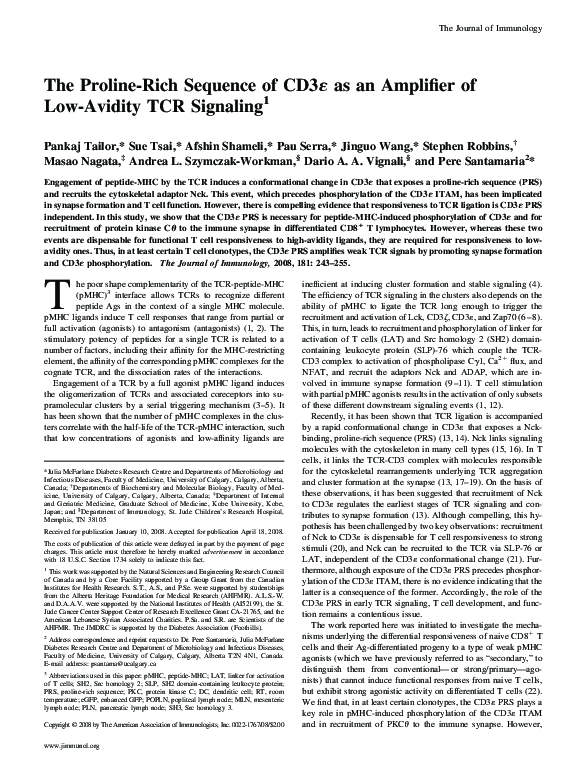 (PDF) The Proline-Rich Sequence of CD3 as an Amplifier of Low-Avidity ...