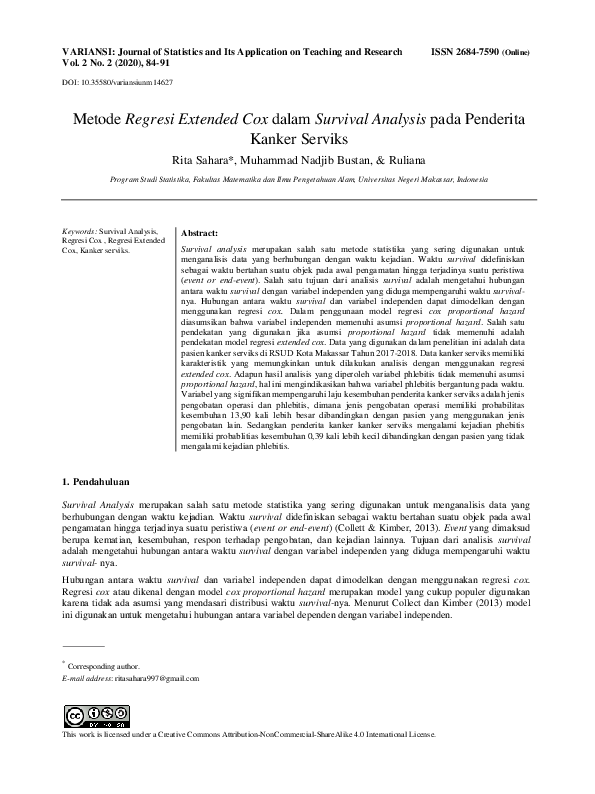 (PDF) Metode Regresi Extended Cox Dalam Survival Analysis Pada ...