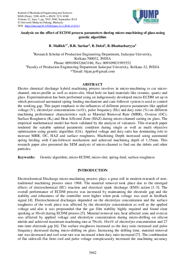 (PDF) Analysis on the effect of ECDM process parameters during micro-machining of glass using ...